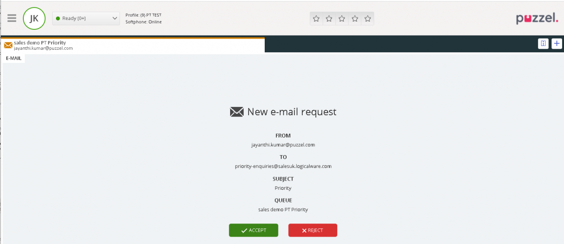 Accepting the ticket through Puzzel Agent Application | Puzzel Help Centre